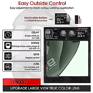 Tekware Auto Darkening Welding Helmet, Ultra Large Viewing Screen True Color Welder helmet, 4 Arc Sensor Welding Hood, Lightweight Hemispherical 4C Lens Welding Mask, Variable Shade 4~5/9-9/13