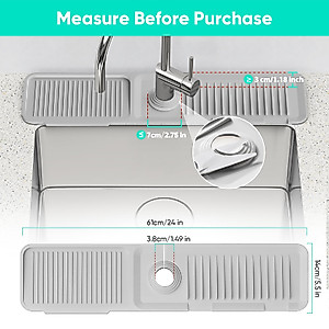 24 Inch Longer Faucet Mat for Kitchen Sink [5°Slope Fast Self-draining]Bathroom Kitchen Sink Splash Guard Silicone Sink Faucet Mat Splash Guard Kitchen Sink Area Tidy Splash Faucet Guard Draining Mat