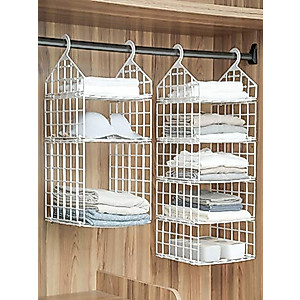 Booluee Plastic Hanging Closet Organizer, Folding Wardrobe Storage Rack, Multi-Layer Foldable Hanging Storage Rack, Clothing Organization Rack (Large)