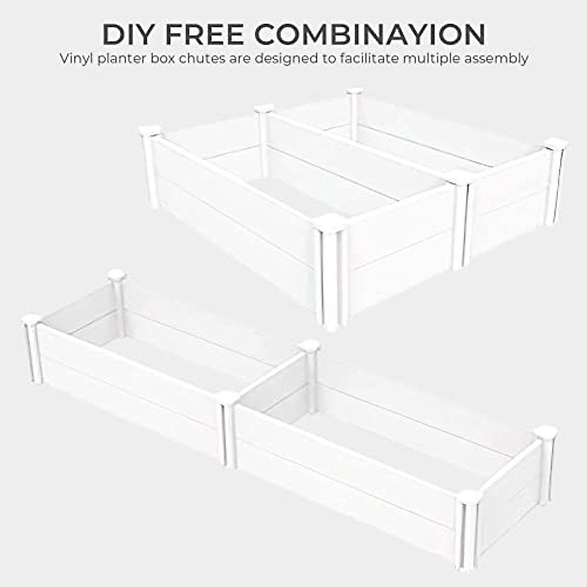 Arlopu 45.3'' X 22.4'' X 13'' Raised Garden Bed, Outdoor Vinyl Plant Box, PVC Above Ground Planter Kit, HDPE Raised Bed, Easy DIY Assembly, for Vegetables, Flowers, Herbs, Fruits, Succulents, White