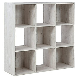 Signature Design by Ashley Paxberry Coastal 9 Cube Storage Organizer or Bookcase, Whitewash