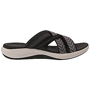 Clarks Women's Mira Grove Flat Sandal, Black Textile, 6