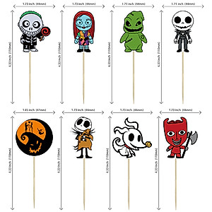 Gyufise 40Pcs Skellington Halloween Cupcake Toppers Glitter Skull Ghost Cupcake Picks for Nightmare Before Christmas Theme Wedding Anniversary Birthday Party Cake Decorations Supplies