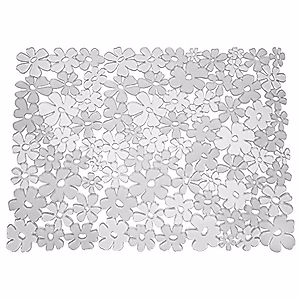 iDesign Blumz Floral BPA-Free Flexible PVC Plastic Large Sink Protector Mat - 16" x 12.5", Clear
