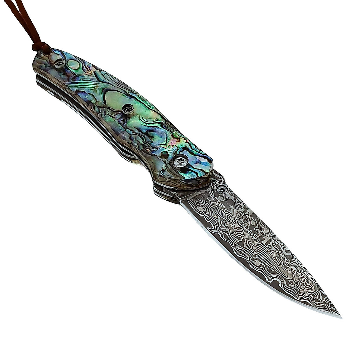 ALBATROSS Pocket Knife Abalone Seashells 6.5'' Modern Damascus Steel Knife Liner Lock Folding Knife Gift Box - HGDK015B