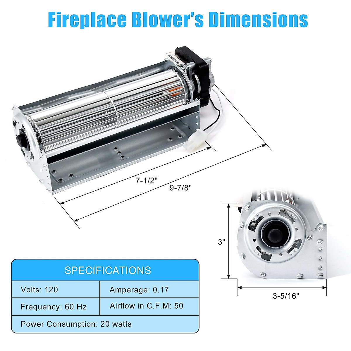Grillfired GFB100 Fireplace Blower Fan for Pleasant Hearth Vent Free Ventless Gas Fireplace Stove, GFB100 Vent-Free Fireplace Blower for Pleasant Hearth VFF-PH32DR VFF-PH26D VFF-PH32LP VFF2 PH32DRB