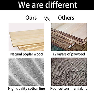 Nathaniel Home Bed Frame Queen Size Platform Bed, Tufted Upholstered Bed with Square Stitched Headboard, Queen Bed Frame with Wingback, Strong Wooden Slats, Easy Assembly…