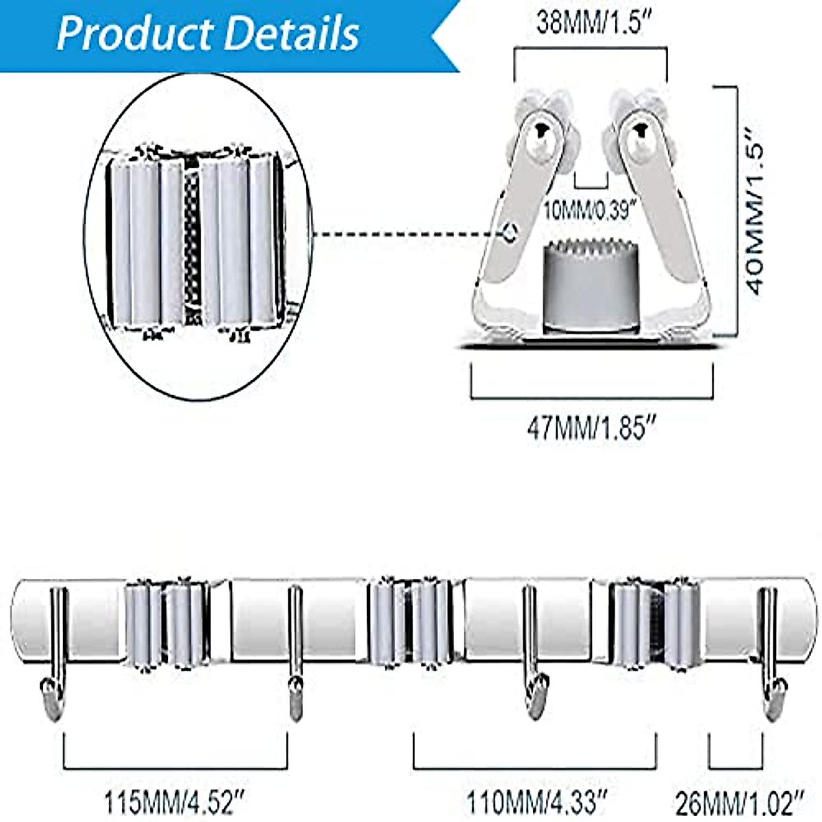 HXcomet Broom Mop Holder, Stainless Steel Wall Mounted Storage Organizer Cleaning Tool for Kitchen, Garage, Garden, Bathroom Organization Storage (3 Racks 4 Hooks)