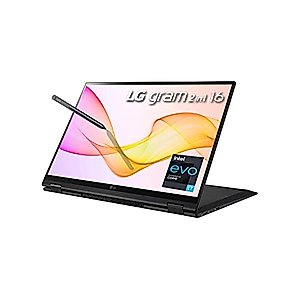 LG 2023 Gram 16" 2-in-1 Ultralight Laptop WQXGA IPS Touch Intel EVO i7-1260P 16GB RAM 2TB(1TBx2) NVMe SSD Iris Xe Graphics WiFi AX Backlit Fingerprint Fullday Battery Windows 11 Pro w/Pen and RE USB
