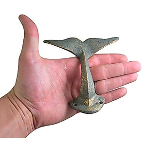 Whale Tail Cast Iron Wall Hook 4 3/4 Inch (Set of 3)