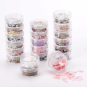 5 Set (20 Pieces) Stackable Cosmetic Containers with Screw Lids and Labels，10 Grams Clear Plastic Empty Jars Small Makeup Sample Containers for Beauty Products