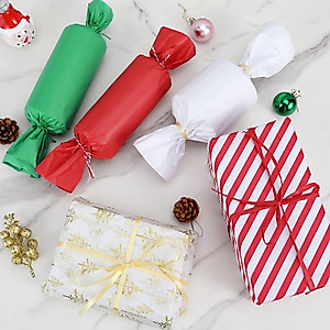 120 Sheets Christmas Tissue Paper for Gift Bags, Christmas Wrapping Paper Bulk Assorted Design Gift Xmas Tissue Paper, Red Green White Tissue Paper for Holiday Crafts (Gold Xmas Tree)
