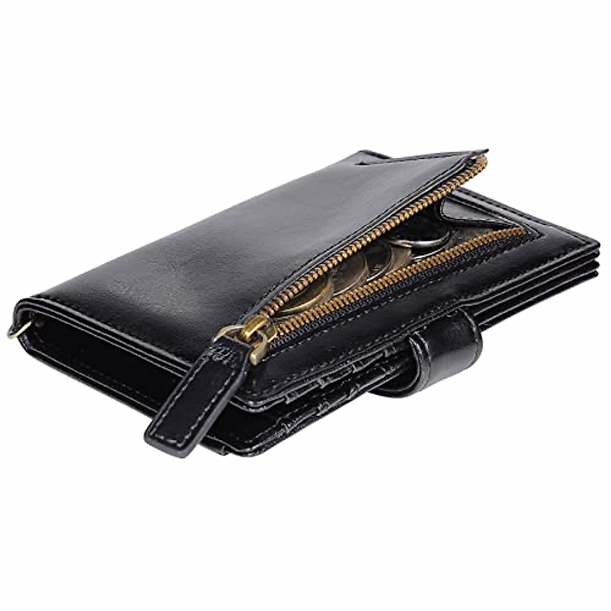 Travelambo Rfid Wallet Women Leather Bifold Compact Small Wallet for Women (Black)