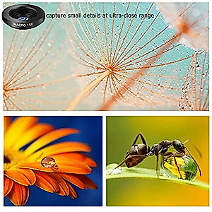 Phone Camera Lens Kit, 11 in 1 Cellphone Lens Kit for iPhone and Android, 0.63X Wide Angle+15X Macro+ 198°Fisheye+Telephoto+CPL/Flow/Radial/Star/Soft Filter+Kaleidoscope Lens