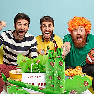 Hi Sasara 50 Sheets Large Football Tissue Paper Bulk,28 x 20 Inch,Brown Green Football Tissue Paper for Gift Bags,Brown and Green Football Tissue Paper for Football Party