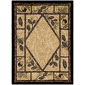 Rustic Lodge Wooded Pine Cone 8x10 Area Rug, 7'10x9'10
