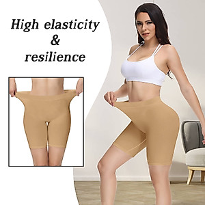 Yeblues 2 Pack Women Slip Shorts for Dresses,Soft Stretch Under Shorts Seamless Panties Boyshorts for Yoga/Workouts(Black+Beige,Large)