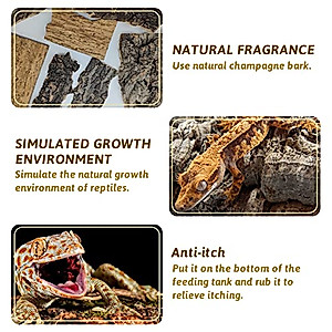 Hamiledyi Reptile Bark Bedding Tortoise Cork Bark Flats Natural Bulk Terrarium Cork Wood Tank Substrate Supplies for Snake Spiders Bearded Dragons Hermit Crabs Geckos (1 LB)