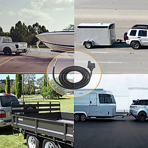 Adullama 4 Way Trailer Wiring Harness 30FT Jacketed Cable, 18AWG 4 Pin Flat Trailer Extension Connector Trailer Wire Color-Coded Pure Copper, Trailer-Side Male Replacement 4 Wire Trailer Hitch Wiring