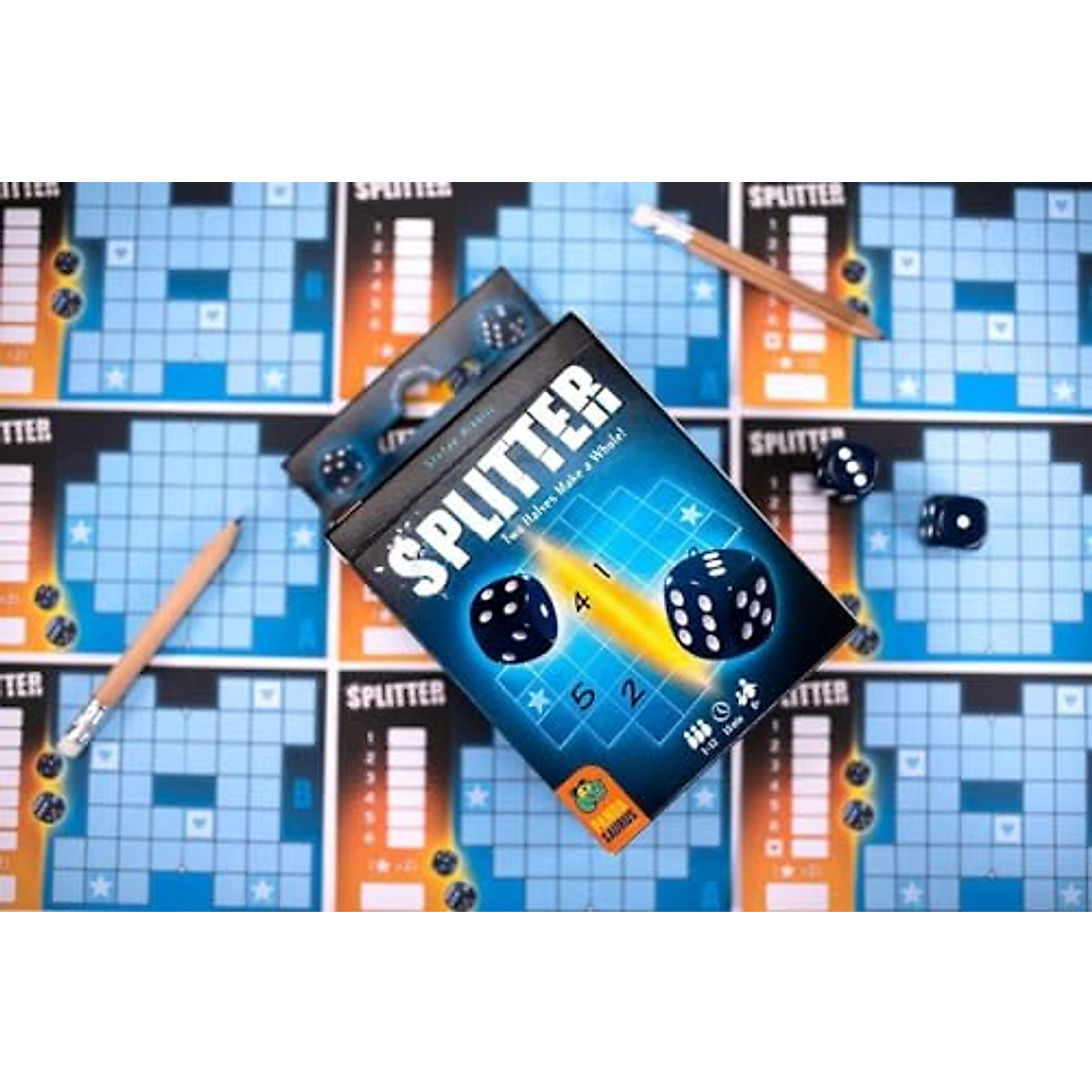Splitter Dice Game - A Symmetrical Challenge of Numbers and Strategy, Roll-and-Write Puzzle Game, Family Game for Kids and Adults, Ages 8+, 1-12 Players, 15 Minute Playtime, Made by Pandasaurus Games