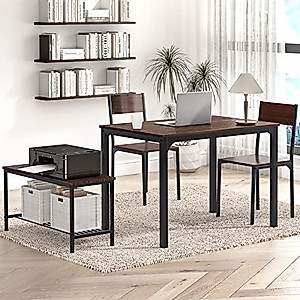 SogesHome 4 Piece Kitchen Dining Room Table Sets for 4, Modern Wooden Table with 2 Chairs and a Long Bench, Space-Saving Table Set for Restaurant, Coffee Shop