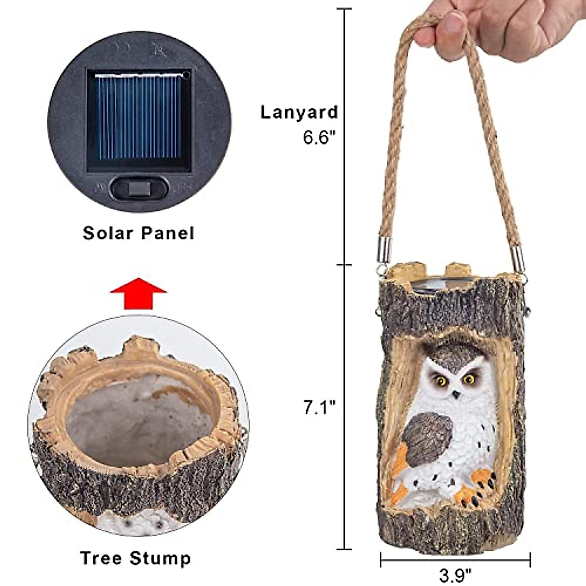 Solar Owl Garden Decorations LED Owl Hanging Lanterns Waterproof for Outdoor Decorative Owl in The Tree Owl Gifts for Owl Lovers Halloween Decor (Brown) …