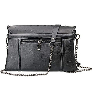FiveloveTwo Women Rivet Chain Handbag Purse Clutch Small PU Leather Satchel Shoulder Tote Top-handle Bag Black