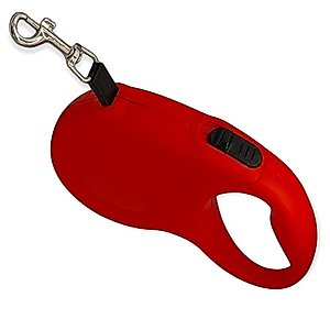 360° Tangle-Free Heavy Duty Retractable Dog Leash with Anti-Slip Handle, 16.4 ft Strong Nylon Tape, One-Handed Brake, Pause Lock Red