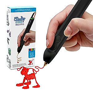 3Doodler Create+ 3D Printing Pen for Teens, Adults & Creators! - Black (2023 Model) - with Free Refill Filaments + Stencil Book + Getting Started Guide