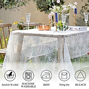 ShinyBeauty Lace-Tablecloth-Rectangular 60x120-Inch White Rectangle Overlay Tea Tablecloth Lace Tablecloths Long Rectangular Tablecloth Lace Tablecloth 60 Table Floral Embroidery Lace Table Cloths