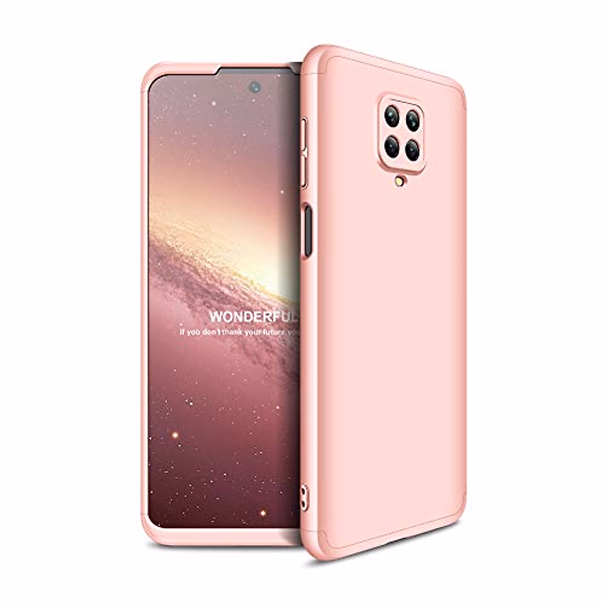 Asdsinfor Compatible with Redmi Note 9S Case 3 in 1 360 Degree Full Body Case Slim Hard PC Plastic Anti-Scratch Bumper Compatible with Xiaomi Redmi Note 9 Pro/Note 9 Pro Max 3 in 1 Rose Gold AD