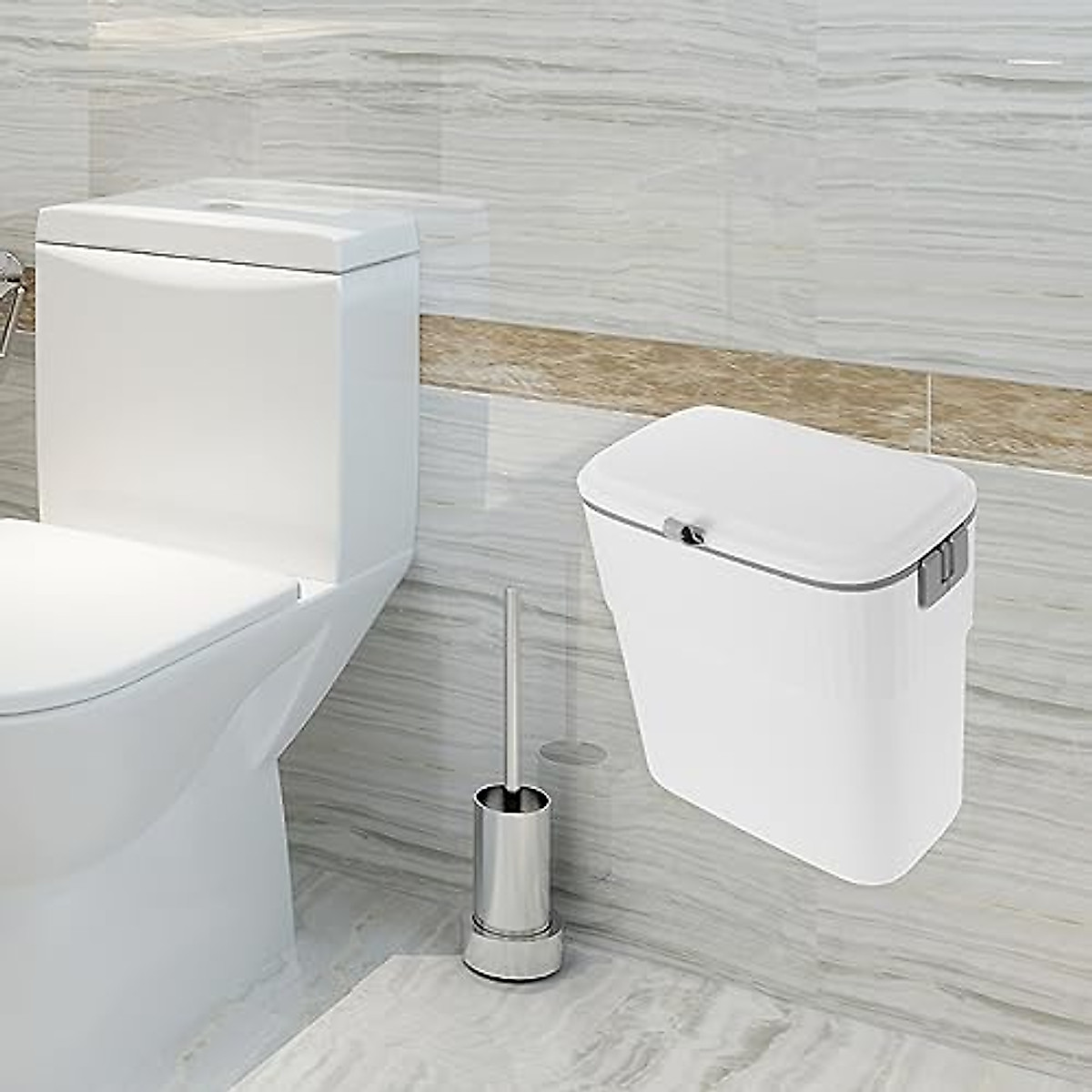 HOMOCONO White Garbage Cans for Kitchen Small Kitchen Trash Can Under Desk Trash Can Pp Abs Office Trash Can