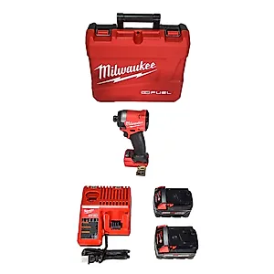 Milwaukee 2953-22 18V Cordless Brushless 1/4" Hex Impact Driver Kit with (2) 5.0Ah Lithium Ion Batteries, Charger & Tool Case