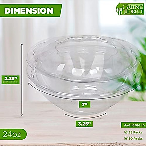 Green Direct 24 oz. Salad Containers with Lids - Pack of 50 | Clear Plastic Salad Bowls for Lunch, Serving, and Mixing