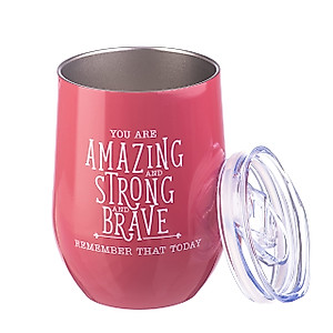 DIVERSEBEE Inspirational Thank You Gifts for Women, Mom, Sister, Wife, Coworker, Nurses, Best Friend, Encouragement Birthday Wine Gifts - Insulated Wine Tumbler Cup with Lid (Ruby)