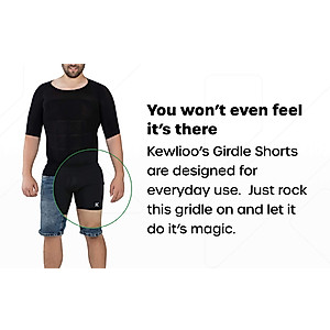 Kewlioo Men's Girdle Compression Shorts with Instant Slimming Effect & Breathable Fabric - High Waist Body Shaper Running Workout Fitness Compression Shorts Underwear Boxer Briefs - (Black, 2XL)