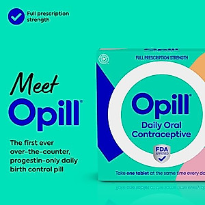 Opill, Daily Oral Birth Control Pills, Over-The-Counter Progestin-Only Contraceptive, FDA-Approved & Estrogen-Free, 28 Count