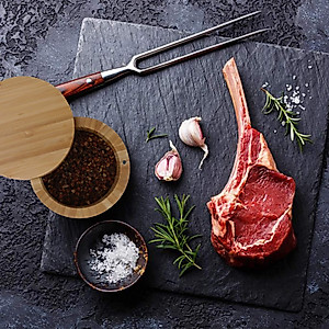 HTB Bamboo Salt Box With Magnetic Swivel Lid, 8.5oz Round Spice Container, Secure Durable Storage & Organization for Seasonings, Herbs