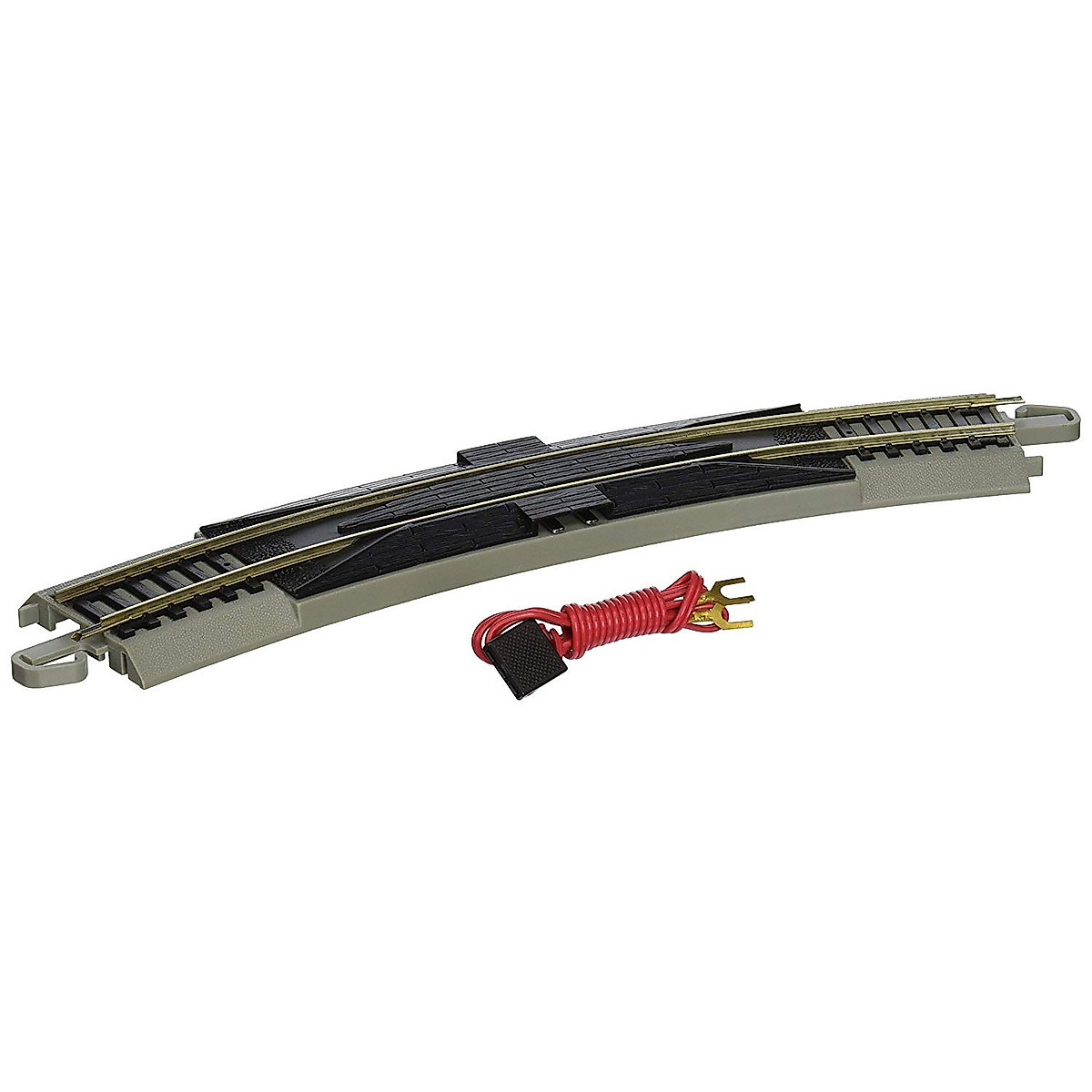 Bachmann Trains - Snap-Fit E-Z TRACK 18” RADIUS CURVED TERMINAL RERAILER w/WIRE (1/card) - NICKEL SILVER Rail With Gray Roadbed - HO Scale