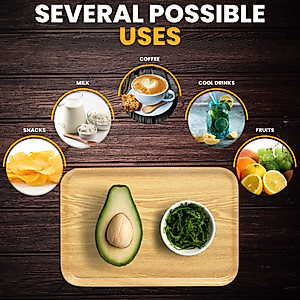 Arco Design Wood Fiber Set of 3 Units Serving Tray Breakfast Lunch Dinner Food Compliant (Set of 3 Units)