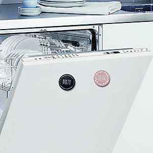 InfantLY Bright Dishwasher Dirty/Clean Magnet Sign Indicator Stickers, 3.5inch Round Universal Double Sided Flip Dish Washer Refrigerator Reversib k006 k006