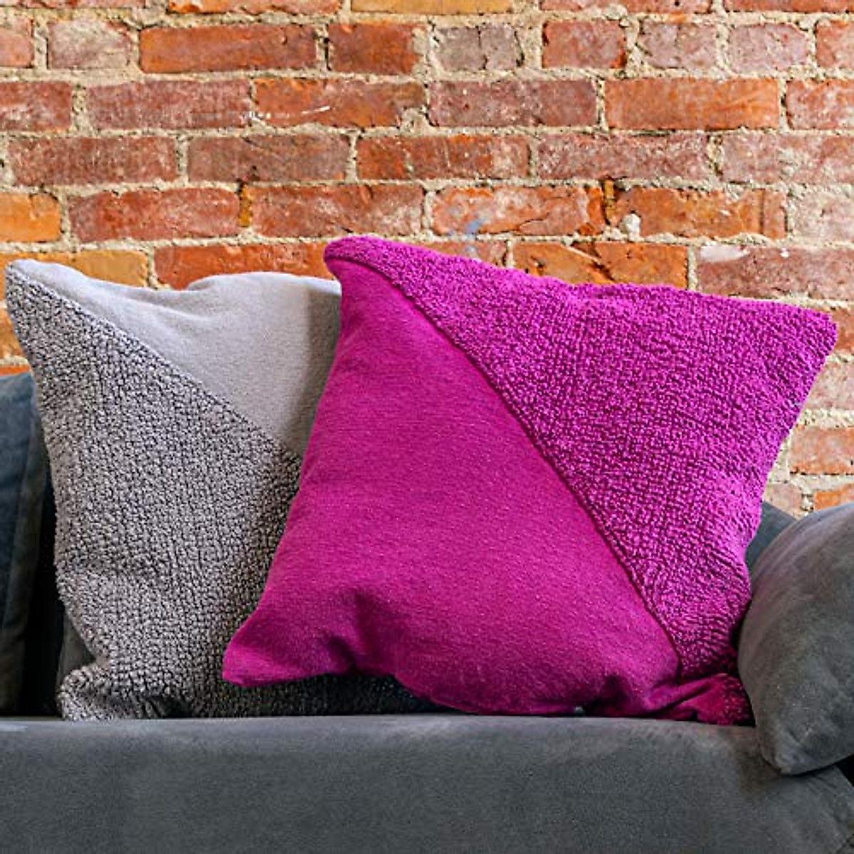 Refinery29 | Sawyer Collection | 100% Cotton Luxury Decorative Textured Throw Pillows, Ultra Soft with Stylish Modern Woven Tufted Design for Home Décor, Purple