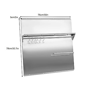 Range Backsplash - Stainless Steel Range Backsplash w/Shelf Splash Plate for Range Hoods Built-in Storage Shelf Hanging Rack Wall Shield Commercial grade 30 * 30.7 Inch