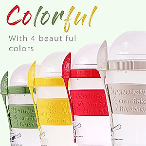 The Buybox 20 oz 4 Pcs Overnight Oats Container With Lid, Breakfast On The Go Cups, Take and Go Yogurt Cup with Topping Cereal or Oatmeal Container, Yogurt Container, Parfait Cups With Lids - 4 Colors