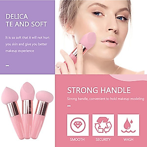 MAGICLULU 6Pcs Powder Puff Mushroom Makeup Sponge with Handle Foundation Blending Beauty Sponge Dry & Wet Use for Powder Cream or Liquid