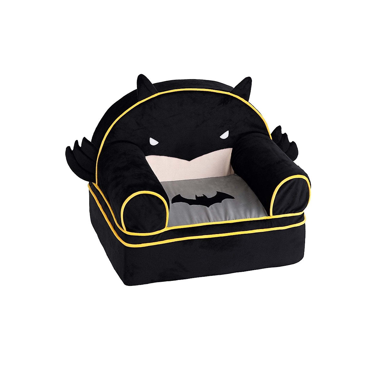 Fun Costumes Batman Face Chair Lounger Seat, DC Comics Iconic Black Comfy Soft Plush Seat Standard