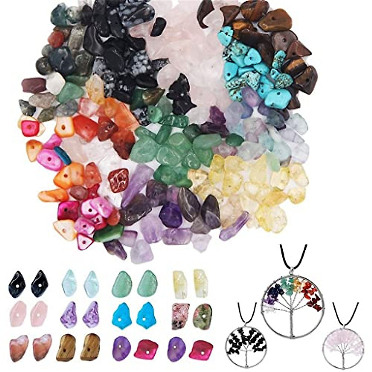 CZDYUF 18 Color Chips Beads Irregular Shaped Beads Tumbled Gemstone Chips Crystal Crushed Bead DIY Making Supplies Kits