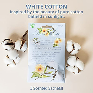 Willowbrook | Fresh Scents Scented Sachet Packet | White Cotton | Air Freshener Bags for Drawers, Closets, Cars | 3 Pack | Long Lasting Home Fragrance
