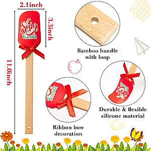R HORSE 6Pcs Teacher Gift Pot Holder Funny Cookie Bag Silicone Spatula Set for Teacher Appreciation Day Thank You Present Heat Resistant Oven Mitt Ribbon Bows Spatula Baking Gift