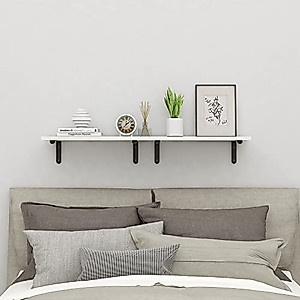 Afuly White Wall Shelves Bathroom Floating Shelves, Shelves for Wall Storage Decor, Wall Mounted Shelves for Bathroom Bedroom Living Room, Floating Book Shelves for Wall Black, Set of 2